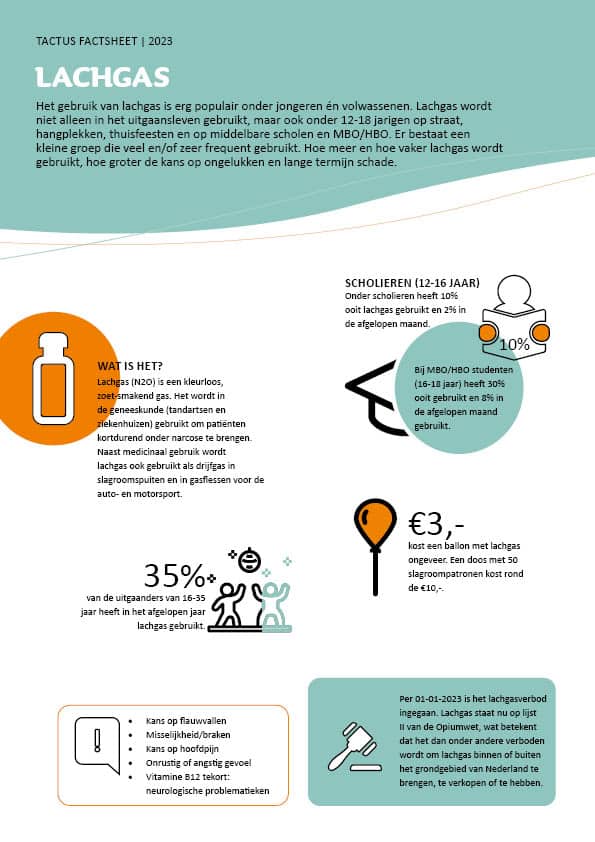 Nieuwe factsheet: lachgas | Tactus Verslavingszorg